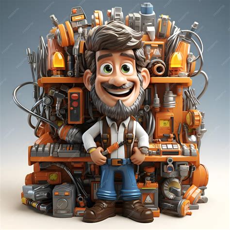 3d Illustration Eines Zeichentrickfilm Handwerker Mit Einer