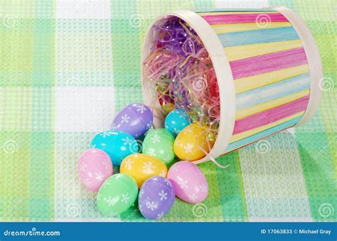 Spilled Easter Eggs And Basket Stock Image Image Of Ts Assorted