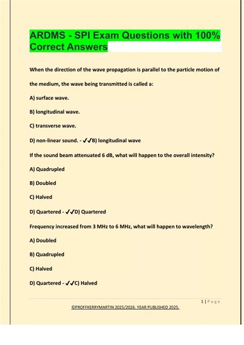 Ardms Spi Exam Questions With 100 Correct Answers Ardms Spi Stuvia Us