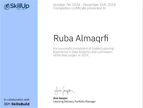Lifelonglearning Dataanalytics Achievement Skilluponline Ibmskillsbuild Ruba Almaqrfi