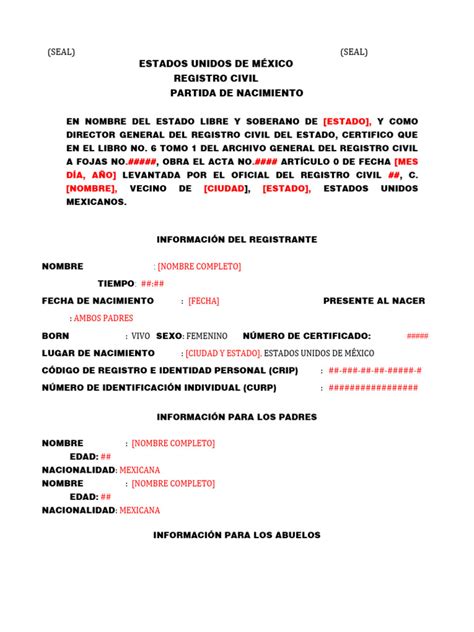 Traducción De Acta De Nacimiento Mexicana Nl Pdf Privacidad