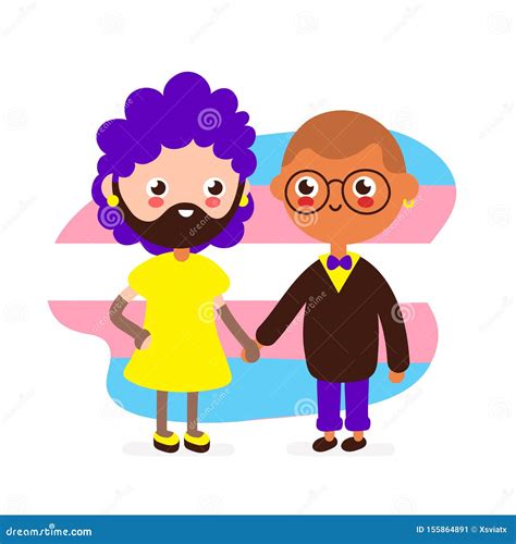 Cute Happy Smiling Transgender Couple Stock Vector Illustration Of