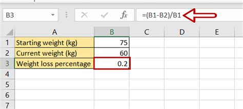 How To Calculate The Percentage Of Weight Loss In Excel Spreadcheaters