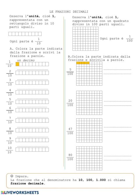 Interactive Decimal Fractions Worksheet