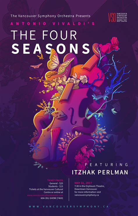 Vivaldis The Four Seasons Concert Poster Illustration Grafische Poster Flaschen Design