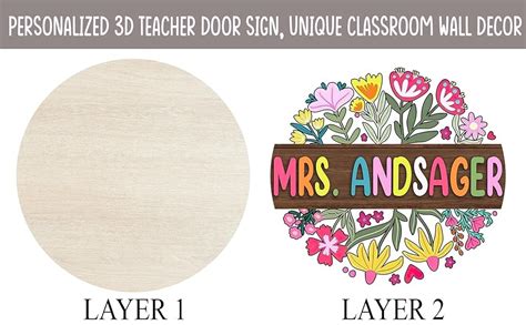 Custom 3d Teacher Door Sign Personalised Name With Pencil