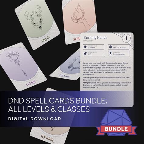 Dnd Class Spell Cards Dnd Class Bundle Dnd Spell Cards 5e Dnd Class Spells Dnd Spell