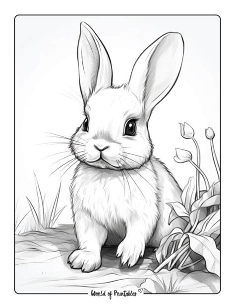 Realistic Rabbit Coloring Page