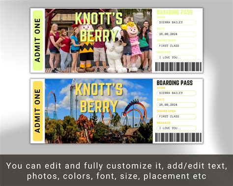 Printable Knotts Berry Farm Canva Template Surprise Trip T Ticket