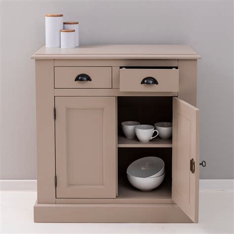 Bufet Cu 2 Usi 2 Sertare Vopsit Culoare Bej 100 Lemn Masiv