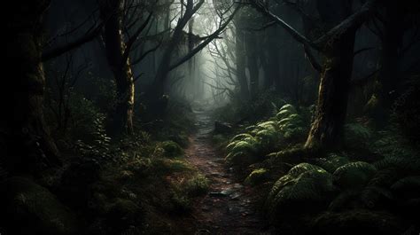 Dark Path Through A Dark Forest Background Dark Forest Pictures Forest Dark Background Image