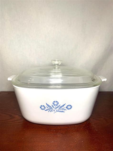 Extremely Rare Vintage Corningware Blue Cornflower Casserole Dish With