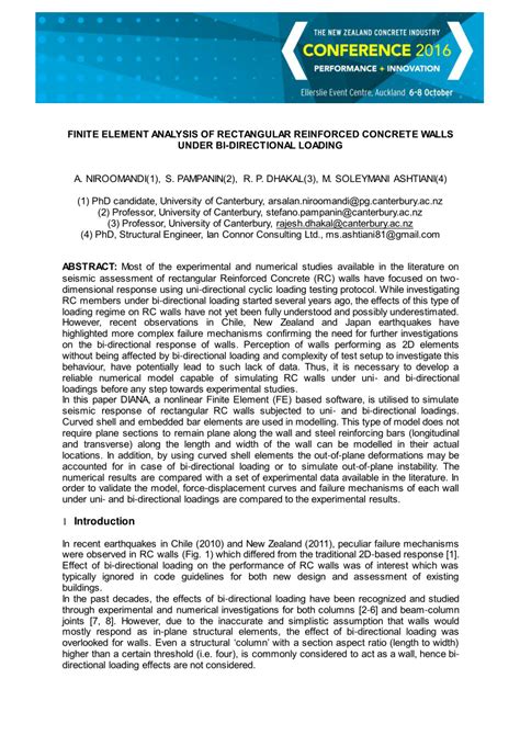 Pdf Finite Element Analysis Of Rectangular Reinforced Concrete Walls Under Bi Directional Loading