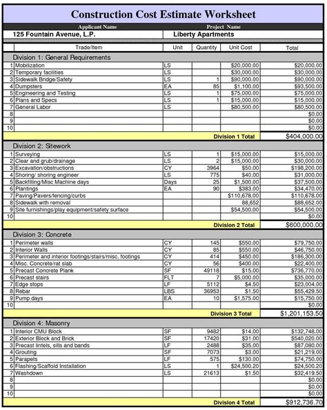 Construction Estimate Template Excel Philippines Sample 3279