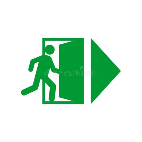 Exit Sign Evacuation Icon Man Exiting Door Symbol Stock Vector