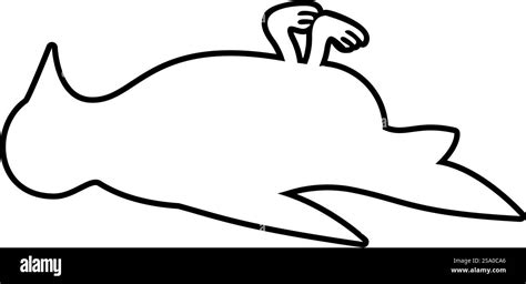 Dead Bird Danger Concept Contour Outline Line Icon Black Color Vector