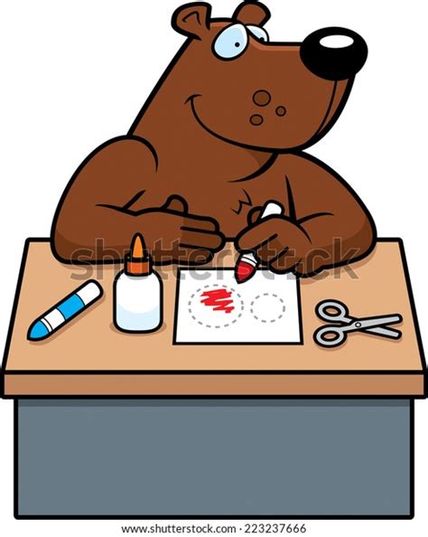 Cartoon Illustration Bear Doing Arts Crafts Stock Vector Royalty Free