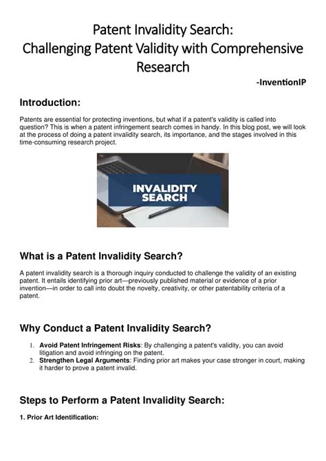 Ppt Patent Invalidity Search Challenging Patent Validity With Comprehensive Research