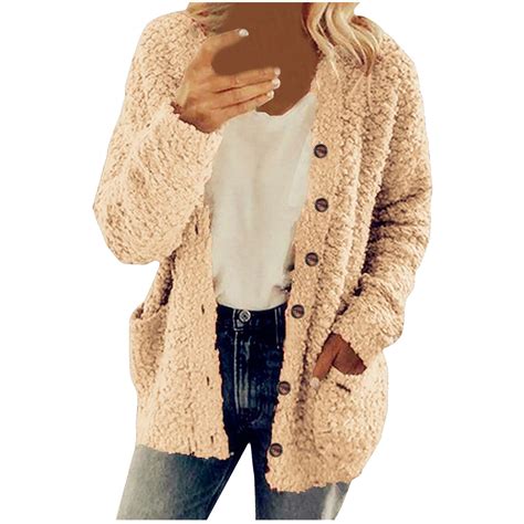 Fleece Cardigan Sweaters For Women Soft Long Sleeve Jacket With Pockets