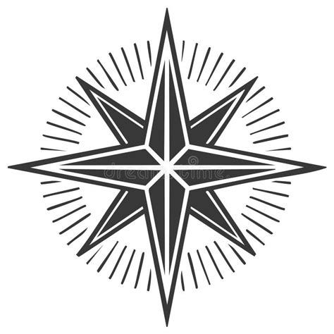 Eight Point Star Symbol With Rays Illustration Icon Nautical Direction