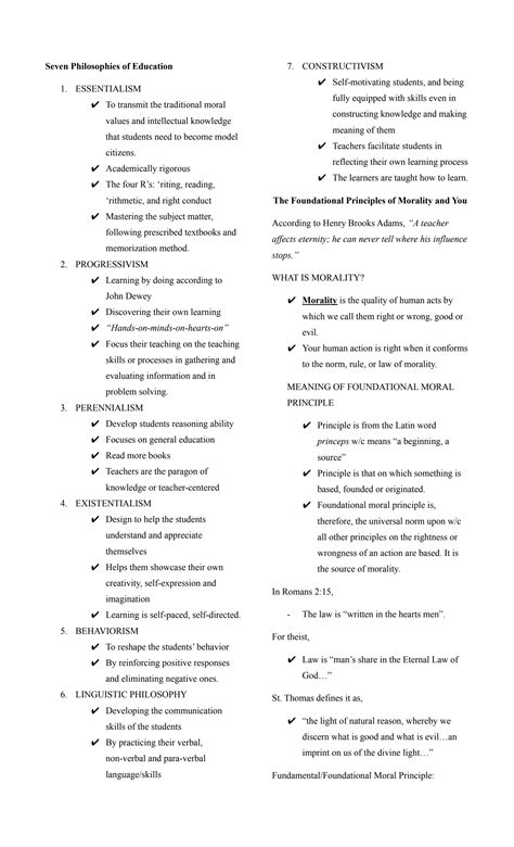 Solution Profed 6 Seven Philosophies Of Education Studypool