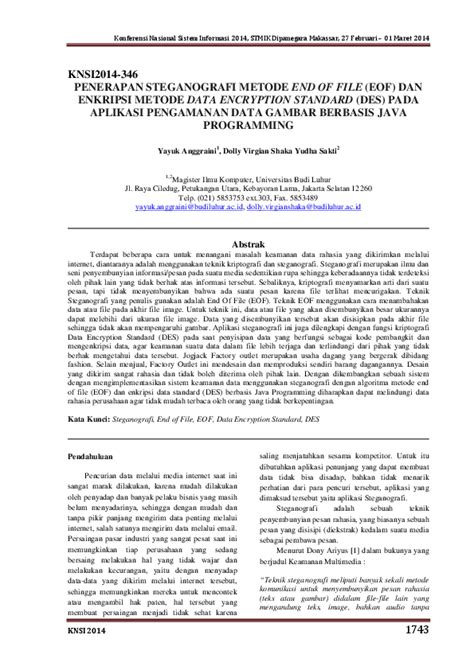 Pdf Penerapan Steganografi Metode End Of File Eof Dan Enkripsi Metode Data Encryption