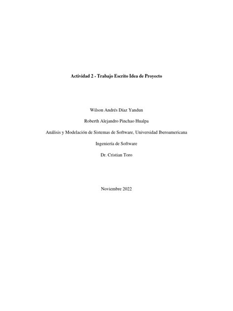 Actividad 2 Analisis Y Modelamiento De Software Pdf Aplicación