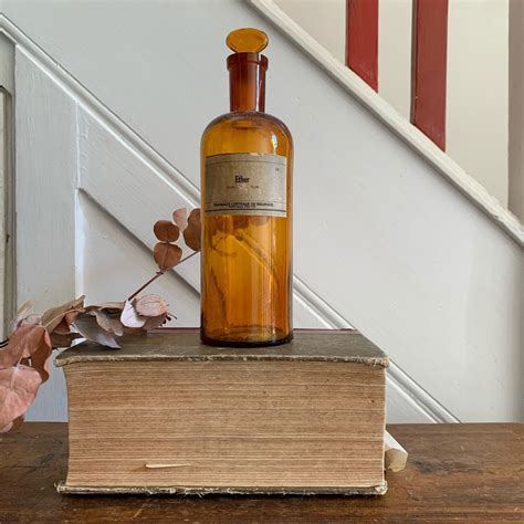 Antique Apothecary Bottle With Original Ether Label