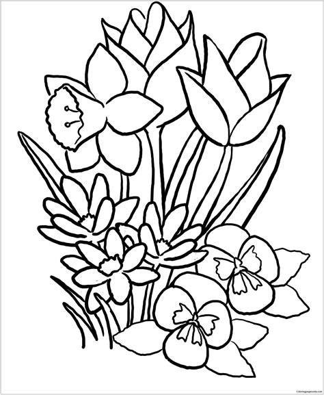 Free Printable Spring Flowers Coloring Pages