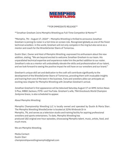 Tna Star Jonathan Gresham Joins Memphis Wrestling Alliance