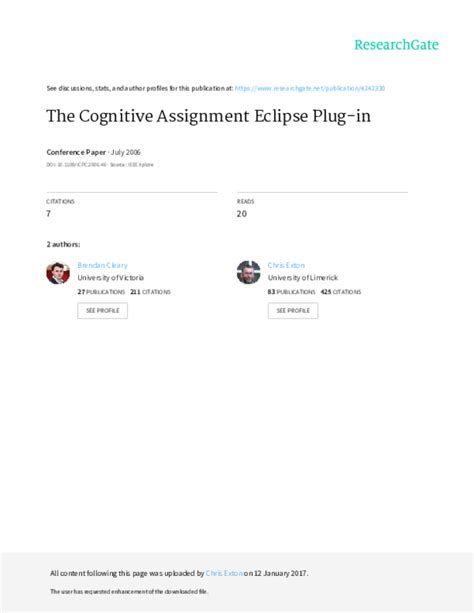 Pdf The Cognitive Assignment Eclipse Plug In