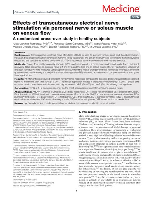 Pdf Effects Of Transcutaneous Electrical Nerve Stimulation Via Peroneal Nerve Or Soleus Muscle