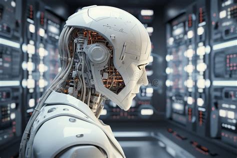 Cyborg Robot Is Working On Laptop Concept Of Future Of Artificial Intelligence Generative Ai