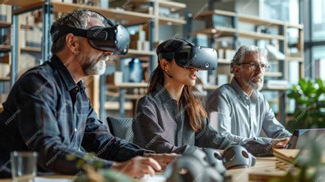 premium photo group of architects using vr technology building