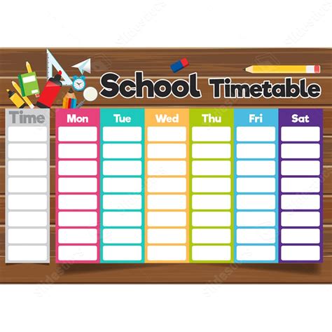 White Colorful Timetable Week Education Sign Cartoon Cute Abstract Word