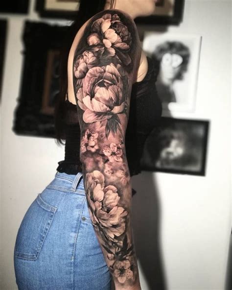 230 Pretty Black And Grey Tattoo Designs 2024 Flower Tattoo Sleeve