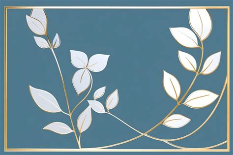 Premium Vector Gold And Leaf Frame On Blue Background