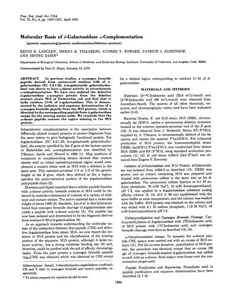 Pdf Molecular Basis Of β Galactosidase α Complementation