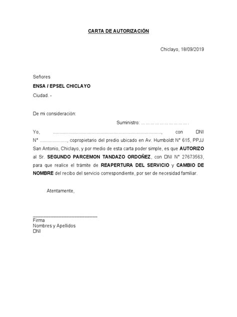 Carta De Autorización Pdf