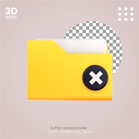 Premium PSD D Render Remove Folder Illustration