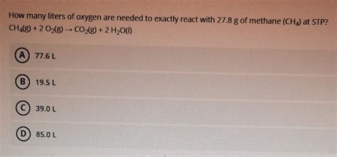 solved how many liters of oxygen are needed to exactly react