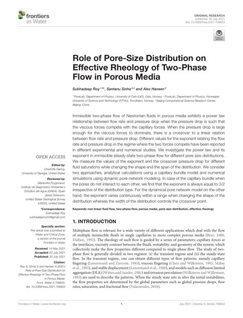 Pdf Role Of Pore Size Distribution On Effective Rheology Of Two Phase