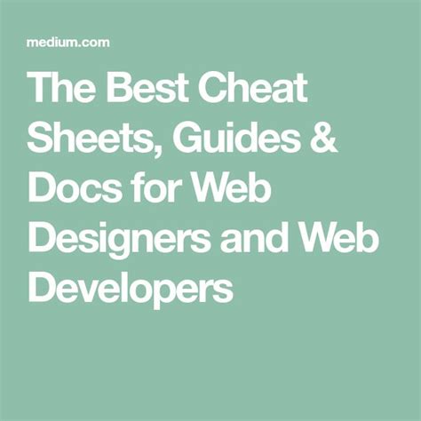 The Ultimate Cheat Sheets For Web Designers And Developers