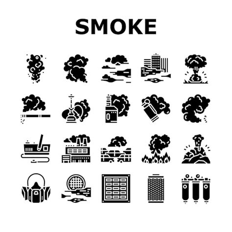 Conjunto De Iconos De Colección De Vapor De Humo Y Niebla Vector