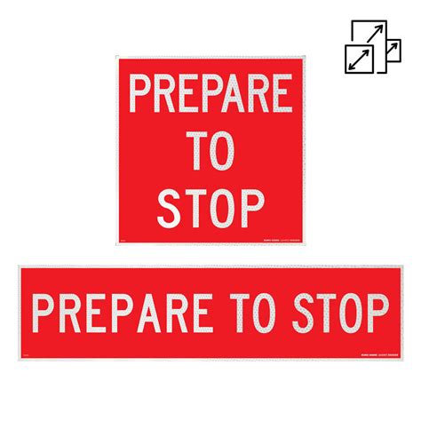 Sign Prepare To Stop Class 1 Relect Whitered Corflute — Euro Signs And Safety