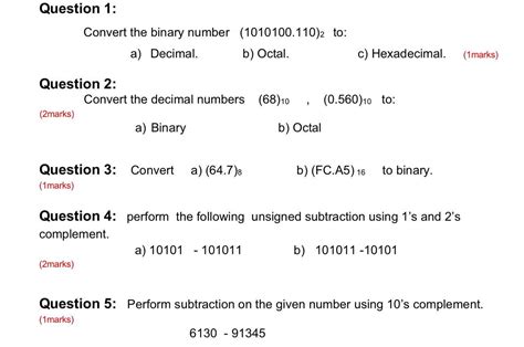 Solved Question 1 Convert The Binary Number 10101001102