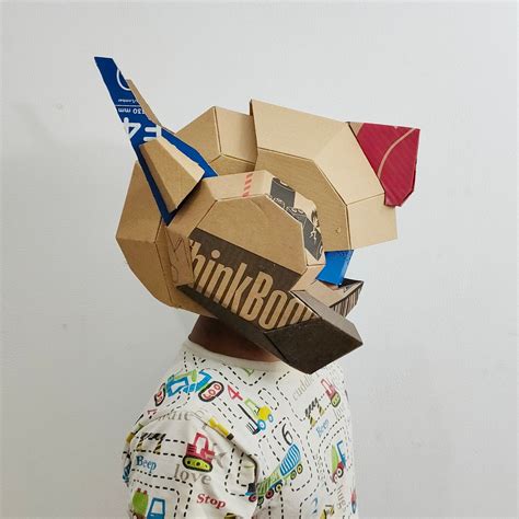 Mech Robot Helmet Cardboard Template Resizable Svg Pdf Blueprint For