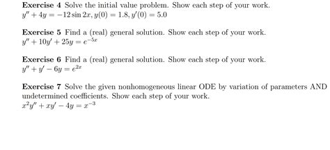 Solved Exercise Solve The Initial Value Problem Show Each Chegg