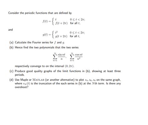 Solved Consider The Periodic Functions That Are Defined By Chegg