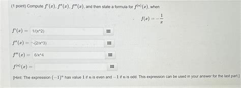 solved 1 ﻿point ﻿compute f x f x f x ﻿and then